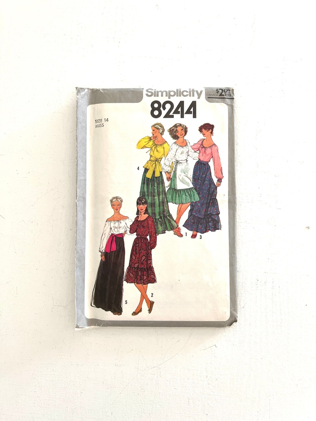 1970's Boho Skirt & Top Sewing Pattern Simplicity 8244 Size 14 Uncut - Etsy