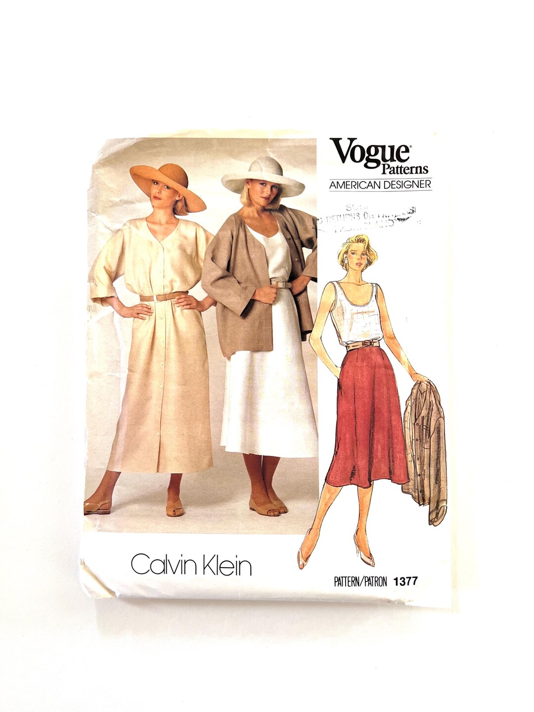 Calvin Klein Dress Jacket Skirt Top Sewing Pattern Vogue 1377 Size 16 ...
