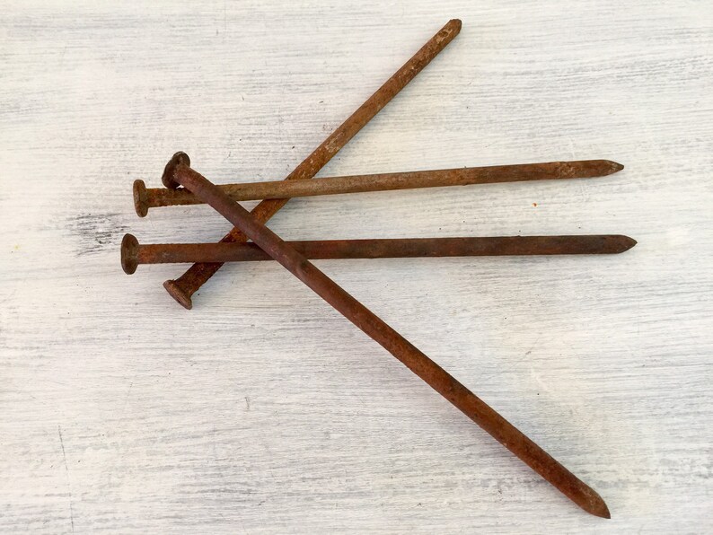 Large Nails Rusty Iron Pole Barn Nails Salvaged Hardware Metal - Etsy