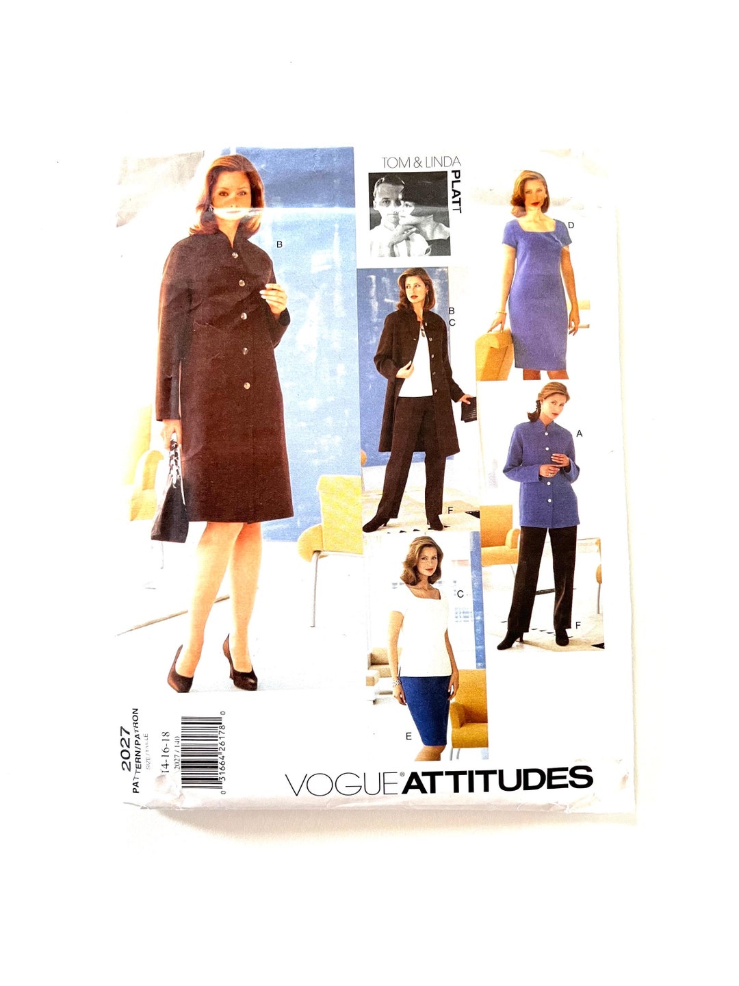Vogue Sewing Pattern 2027 Dress Jacket Top Skirt Pants Size 14-16-18 ...