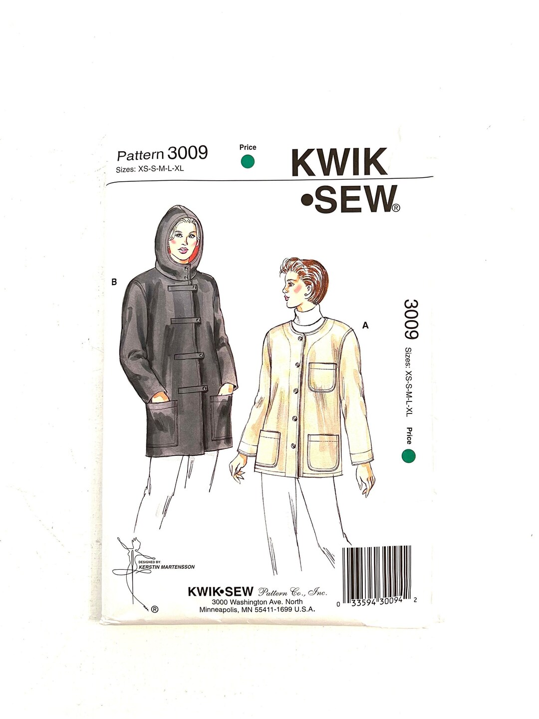 Coat Sewing Pattern Woman's Jacket Kwik Sew 3009 Size XS-XL Uncut - Etsy