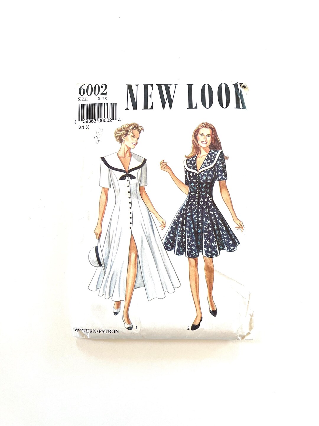 Vintage Sailor Dress Sewing Pattern New Look 6002 Flared Skirt Size 8 ...