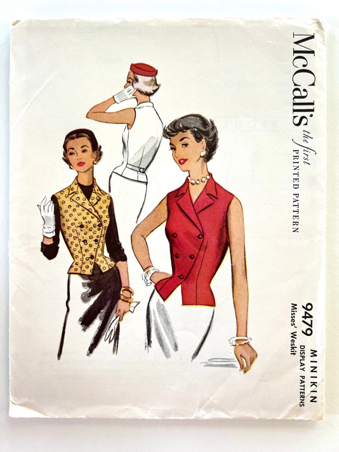 1953 Weskit Vest Sewing Pattern Mccall's 9479 Minikin Mannequin Display ...