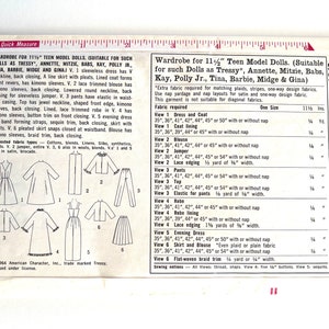 60's Tressy Doll Clothes Sewing Pattern Simplicity 5731 Fashion Doll ...