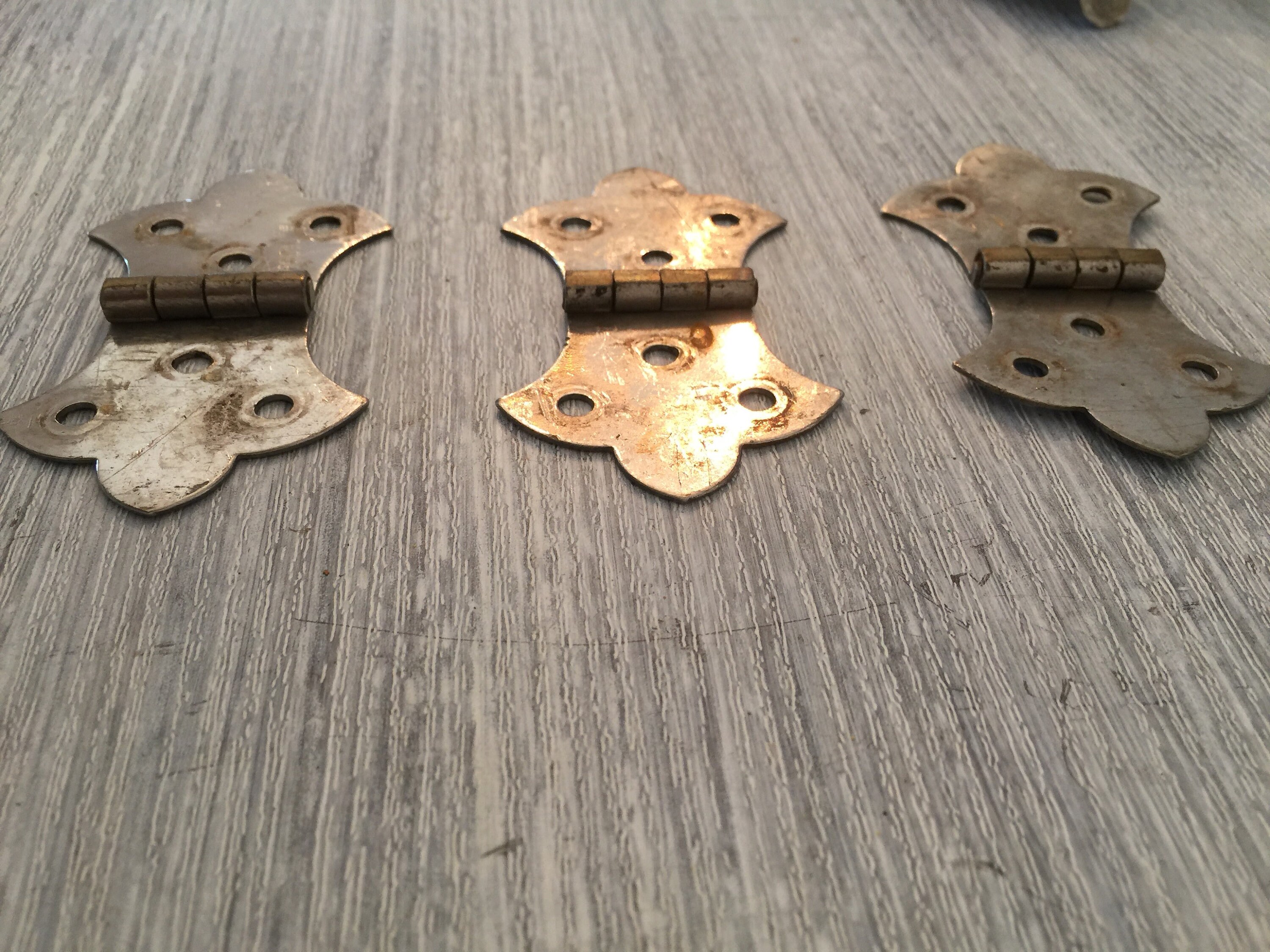 Silver Tone Cupboard Hinges Ornate Trunk Hinges Vintage - Etsy