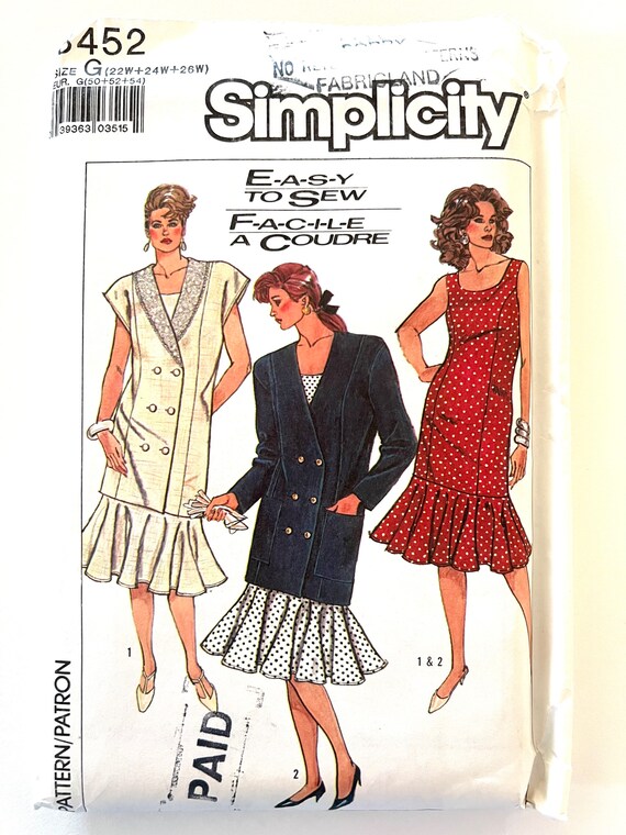 Misses' Womens Dress Sewing Pattern Simplicity 8452 - Etsy