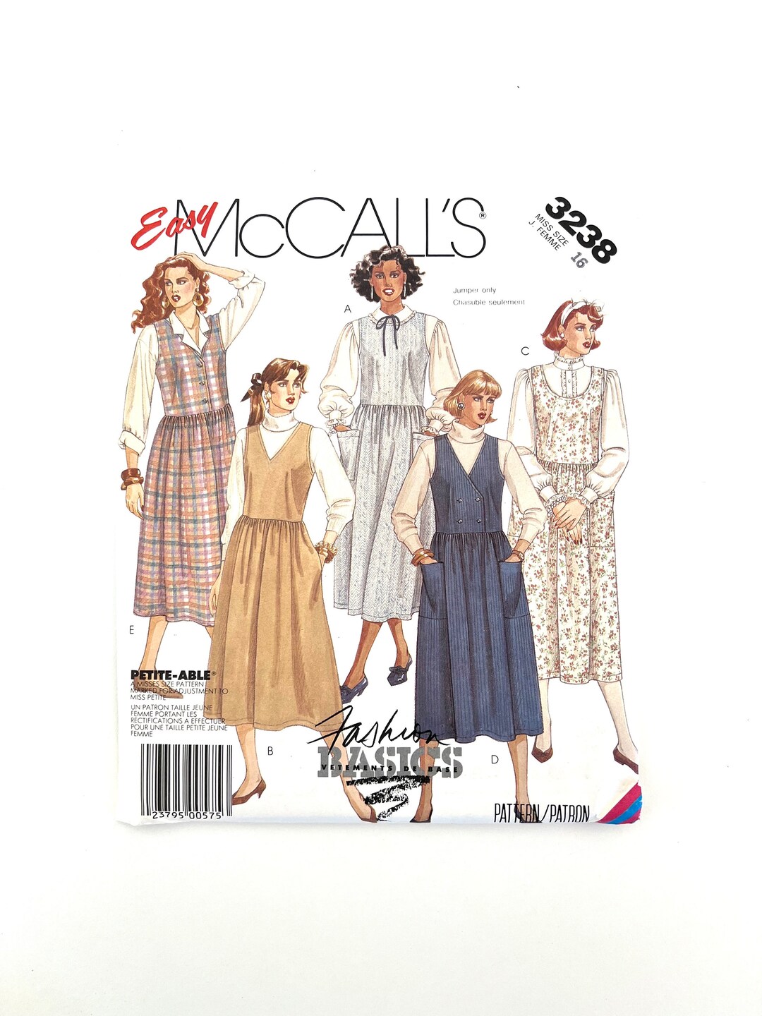 Boho Jumper Mccall's 3238 Womens Zipper Back Dress Sewing Pattern Size ...