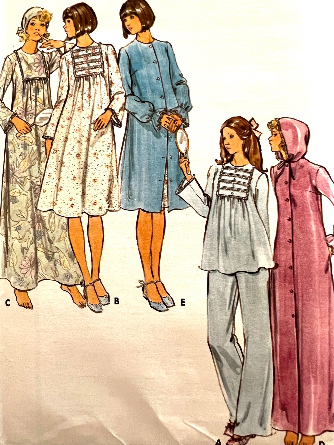 Pajamas Robe Gown Sewing Pattern Butterick 4559 Misses' Bathrobe Size ...