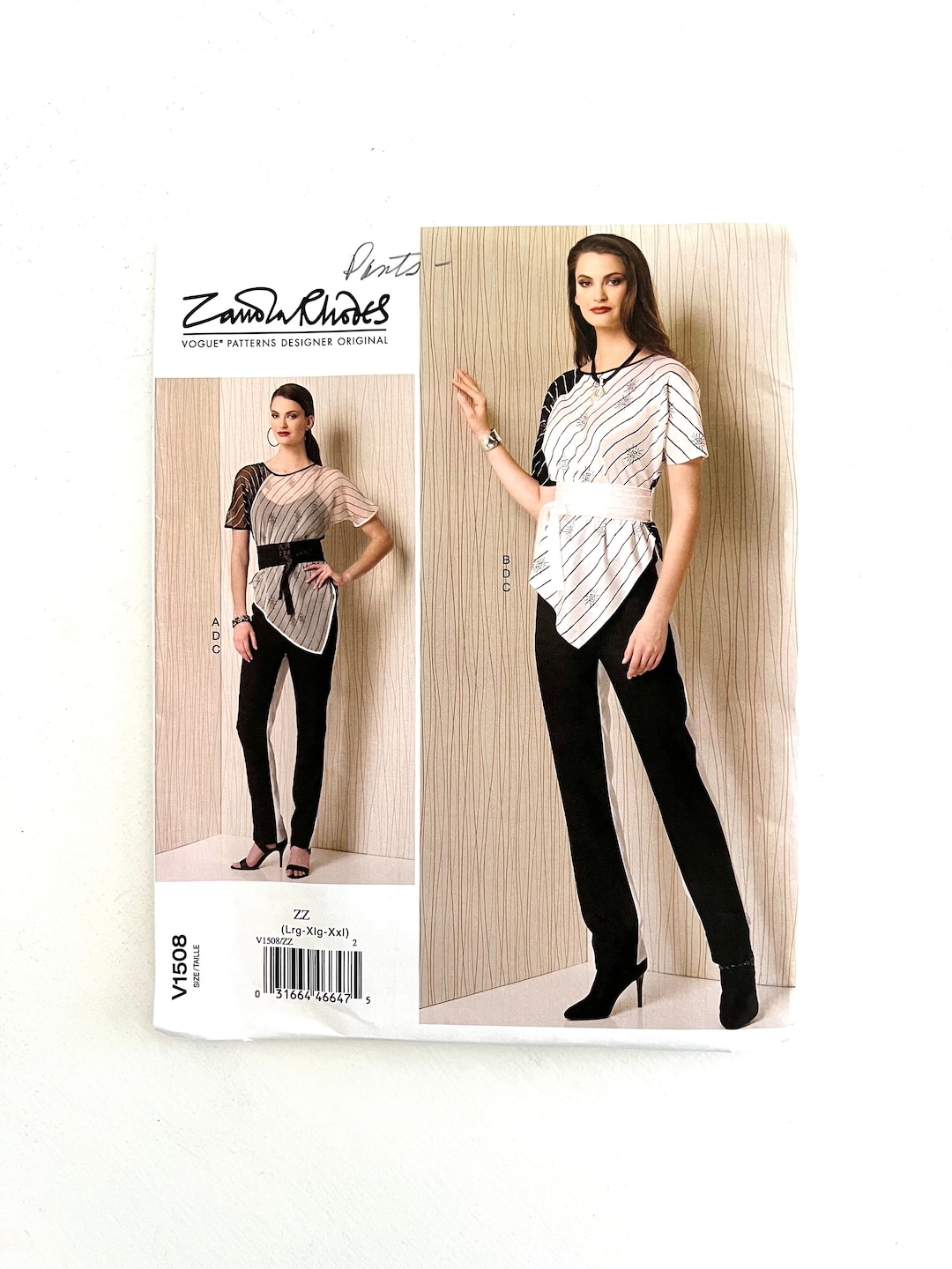 Pants and Top With Belt Vogue Sewing Pattern 1508 Pullover Shirt Size ...