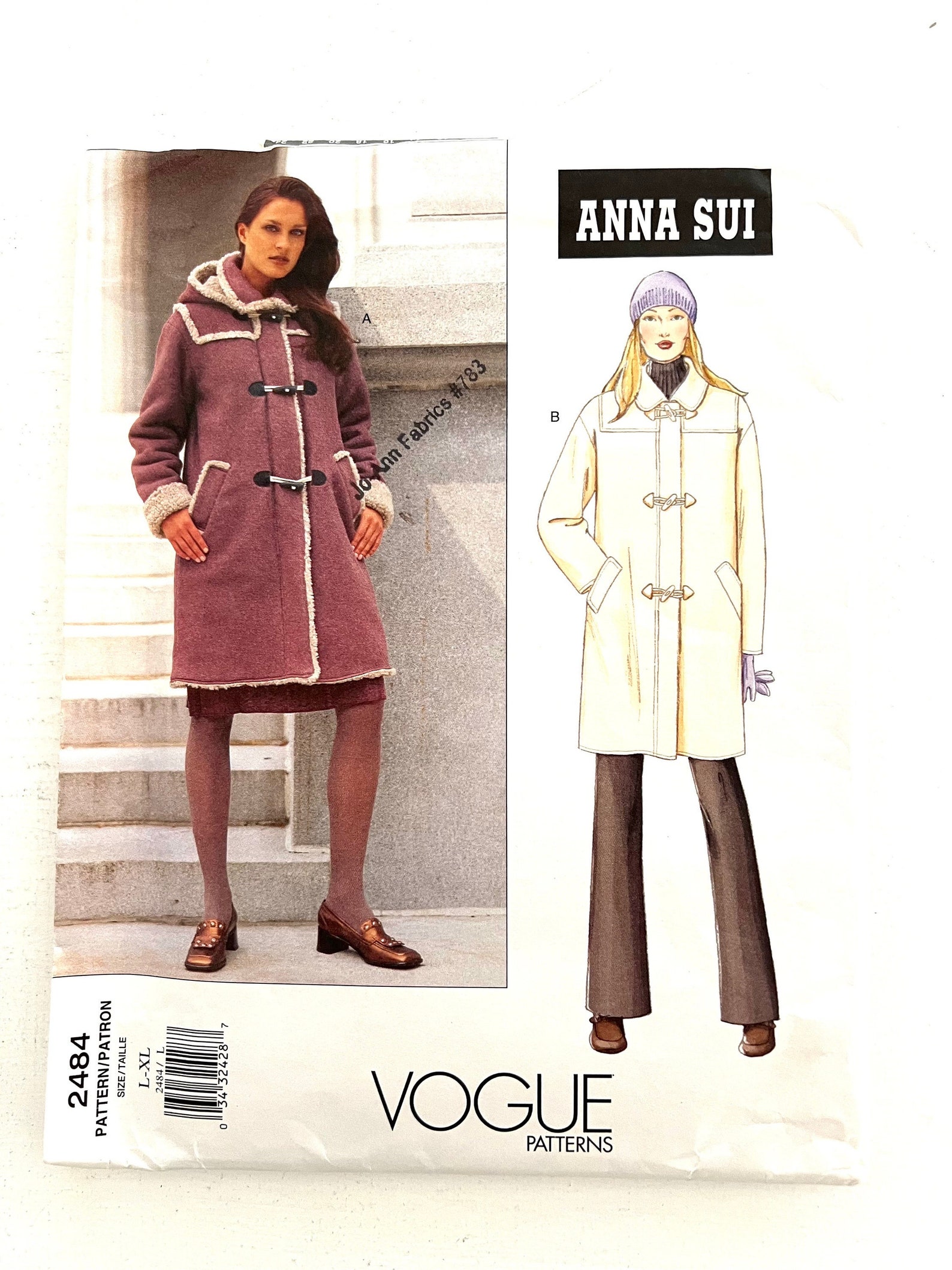 Vogue Winter Coat Sewing Pattern 2484 Designer Anna Sui Jacket Size 16 ...