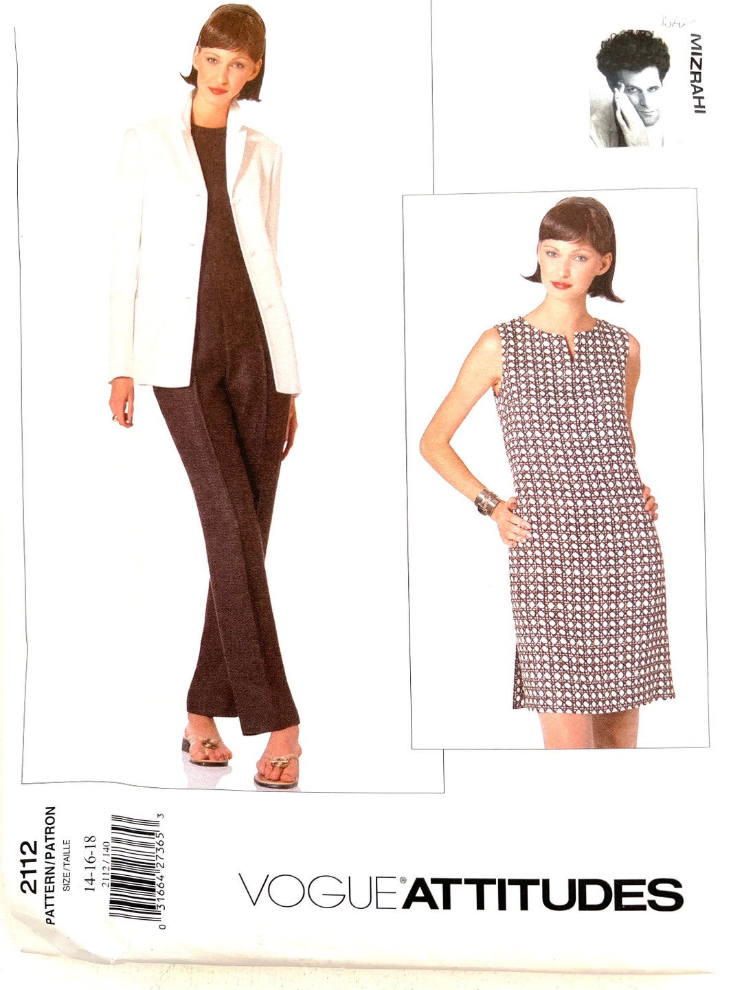 Vogue Dress Jacket and Pants Sewing Pattern Issac Mizrahi Designer ...