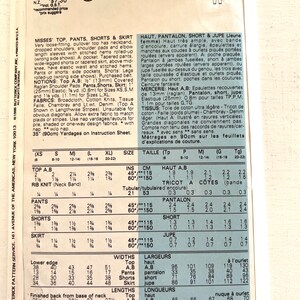 Skirt Shorts Pants and Top Sewing Pattern Butterick 6338 Size 16-22 ...