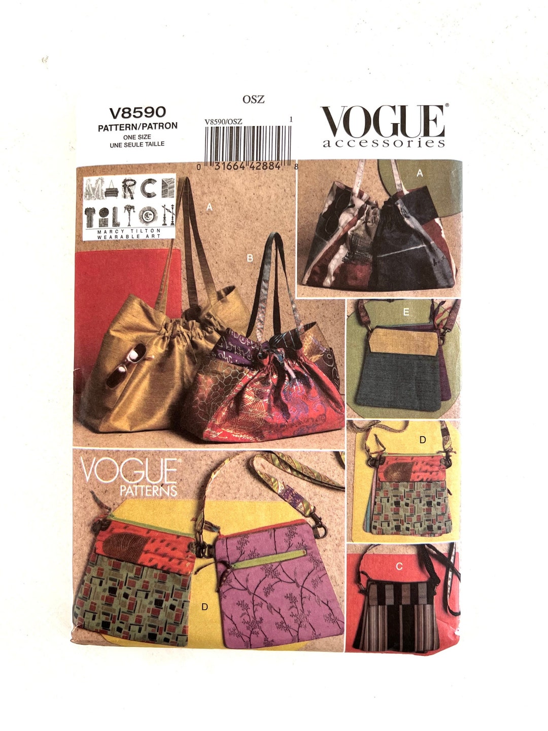 Handbag Sewing Pattern Purse Pattern Vogue 8590 Large Tote Accessories ...
