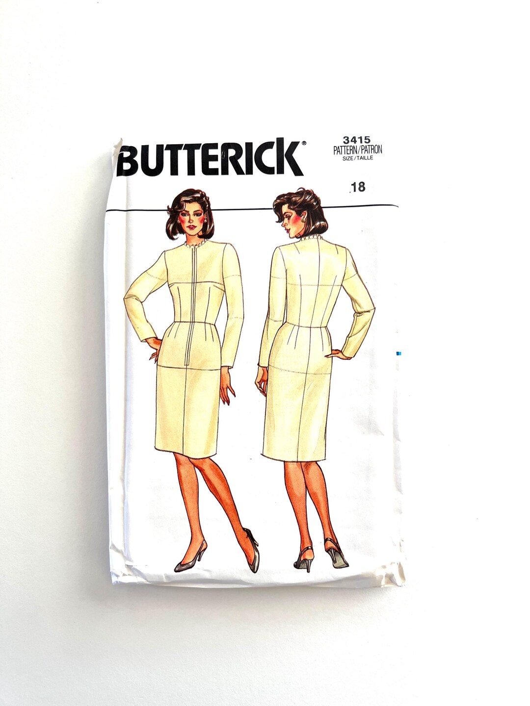 80's Fitting Shell Dress Butterick 3415 Sewing Pattern Jewel Neckline ...