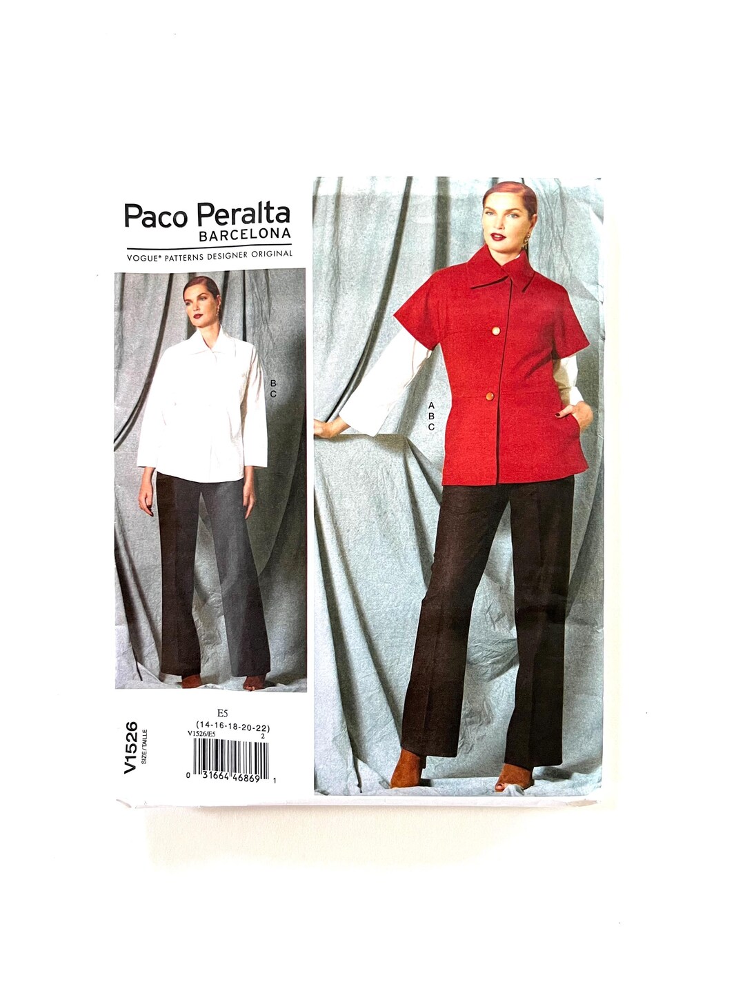 Vogue Sewing Pattern 1526 Pants and Top Paco Peralta Size 14-22 Uncut - Etsy