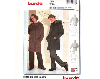 Woman's Coat Sewing Pattern Burda 8878 Coat Jacket Size 10-24 Uncut - Etsy