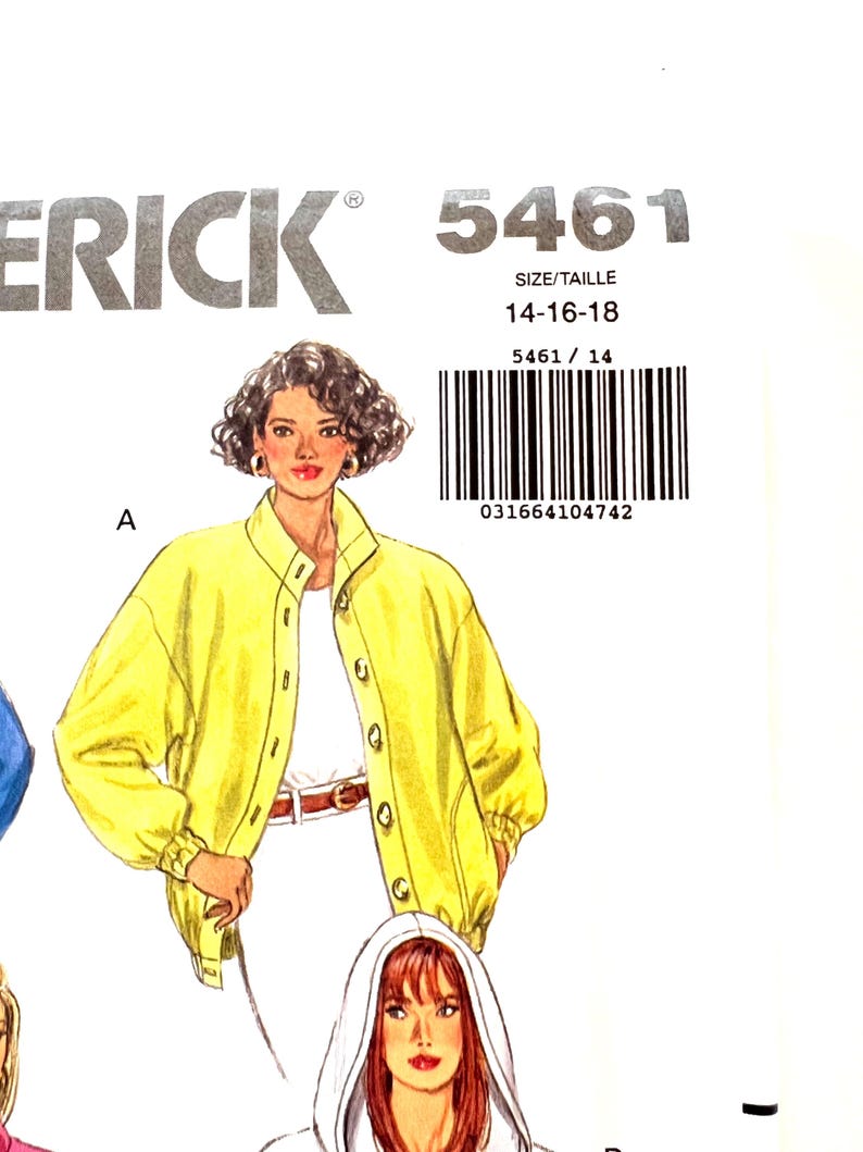 Uncut Jacket Sewing Pattern Butterick 5461 Drawstring Coat Size 14-16 ...