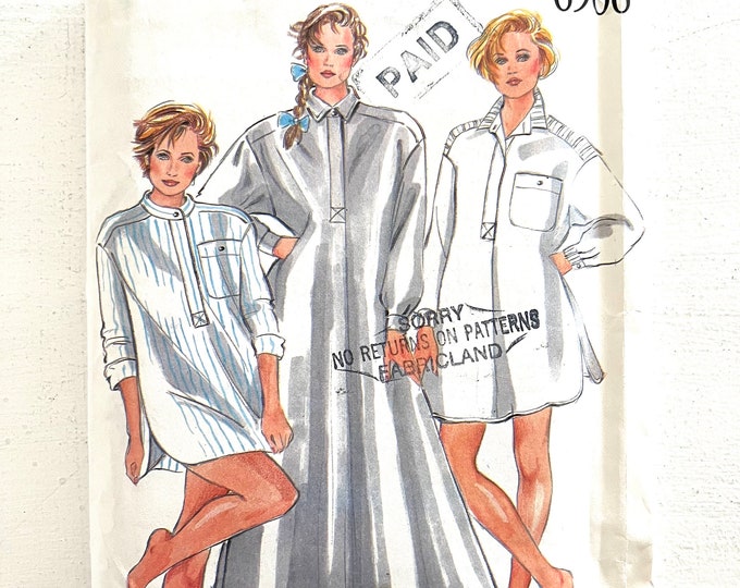Nightgown Sewing Pattern New Look 6906 Nightshirt Pajamas Robe Size 8 ...