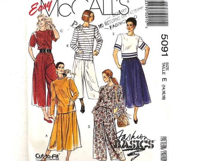 Split Skirt Sewing Pattern Mccall's 5091 Two Piece Dress Skirt and Top ...