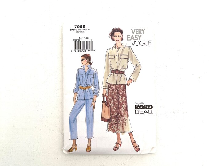 Vogue Sewing Pattern 7699 Koko Beall Designer Jacket Pants Skirt Size 14-16-18 Uncut - Etsy