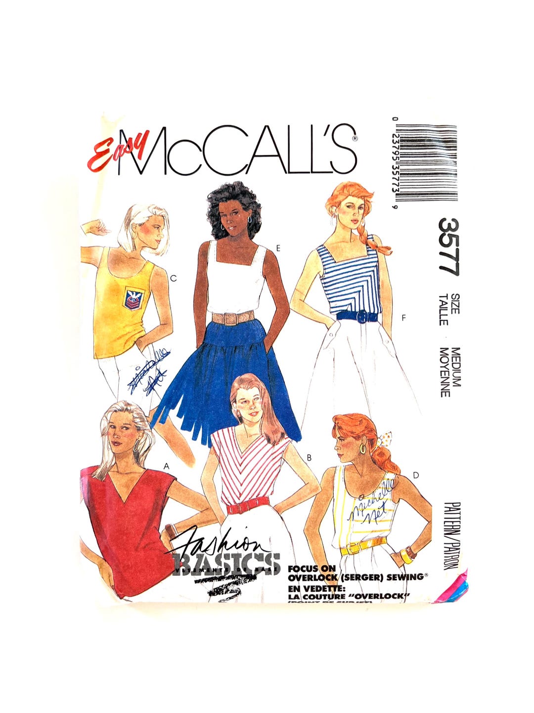Uncut Mccall's Tank Top Sewing Pattern 3577 Sleeveless Top Size 14-16 ...