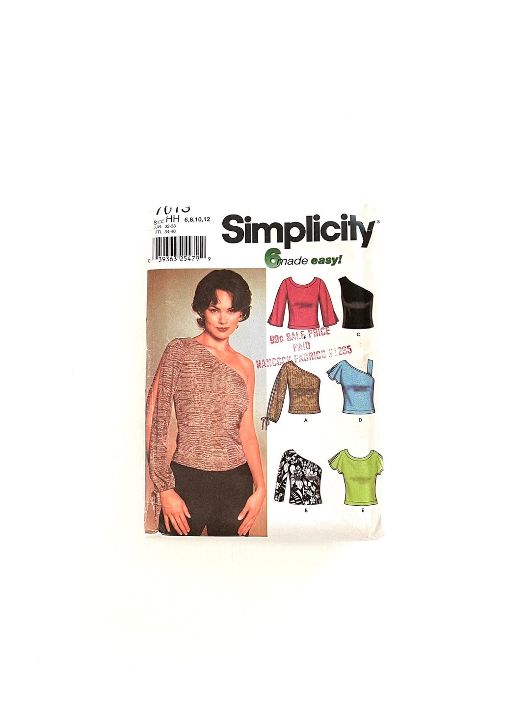 Womens Knit Tops Sewing Pattern Simplicity 7013 Asymetrical Shirt Size ...