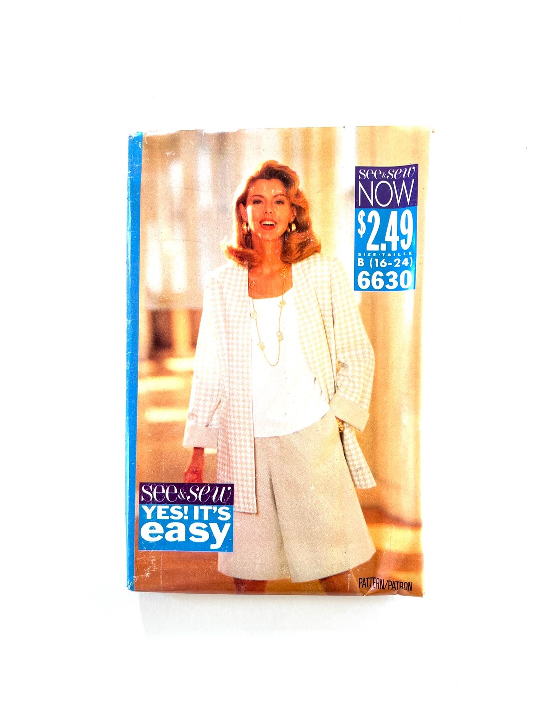 1990's Jacket Top and Skirt, Sewing Pattern Butterick 6630 Size 16-24 ...