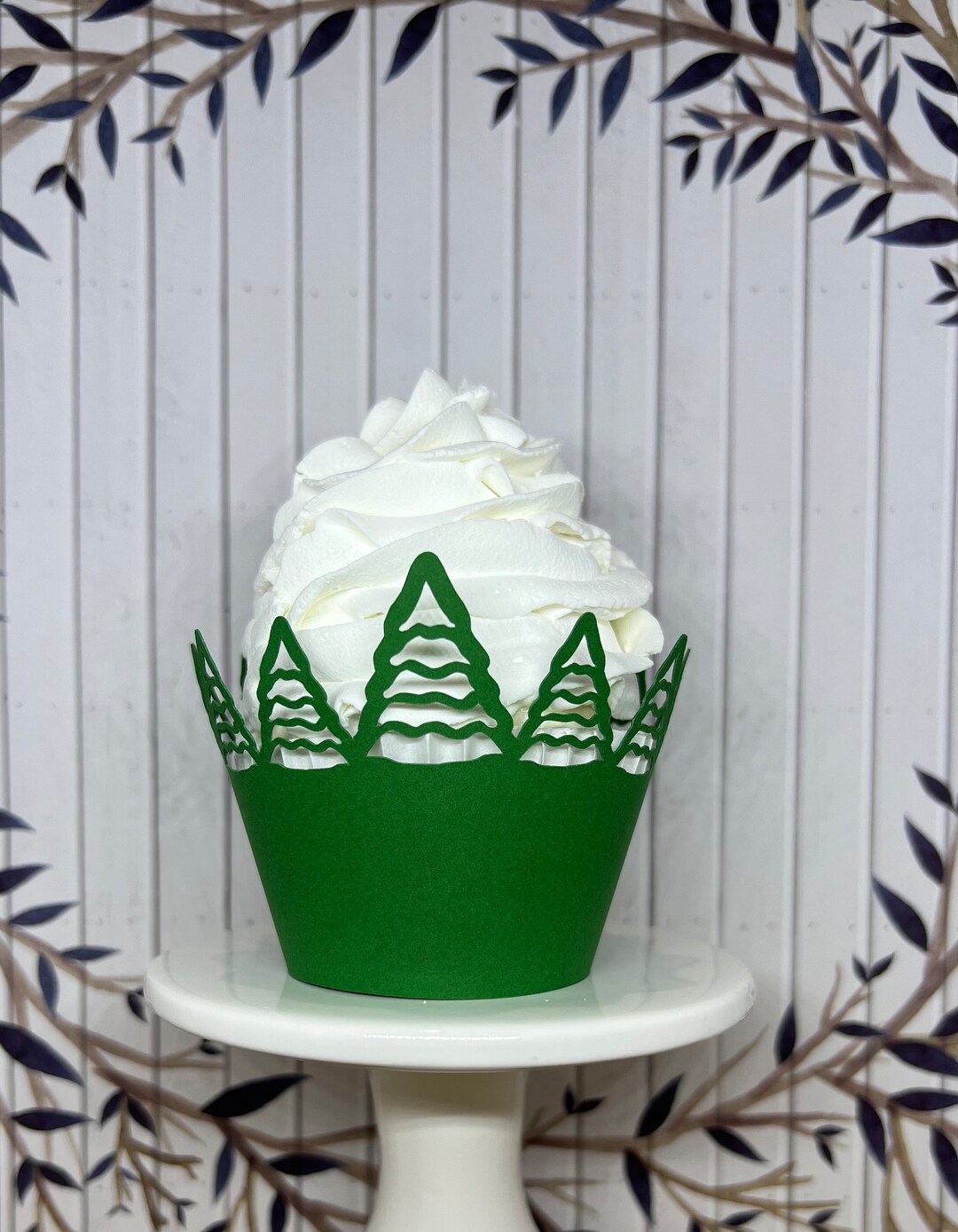Christmas Pine Tree Cupcake Wrappers Birthday Anniversary Wedding ...