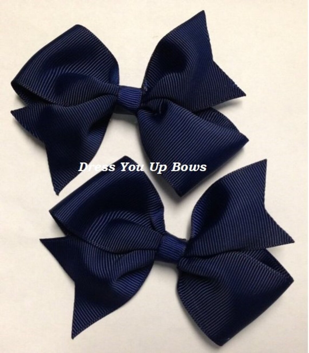 Set of 2 Hair Bows 4" Dark Blue Solid Color Pigtail Hair Bows, Dark ...