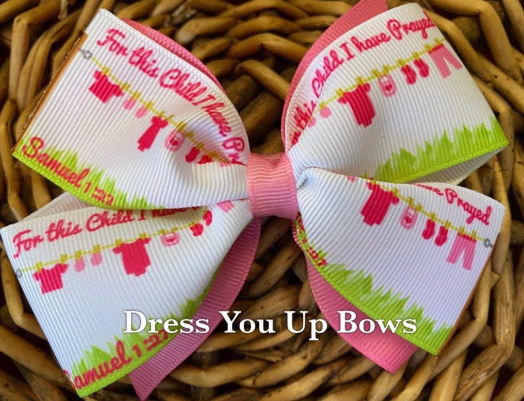 4" Hot Pink Religious Baby Shower Hair Bow Gift, Church Hair Bow Clip ...