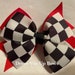 Choose Color 4" Racing Hair Bow Clip, 4" Stacked Racing Checkered Flag ...