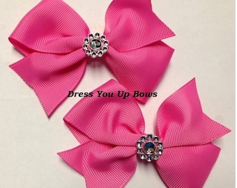 Set of 3 Pink Hair Bows Girl Bow Set Solid Hair Bows Mix & - Etsy