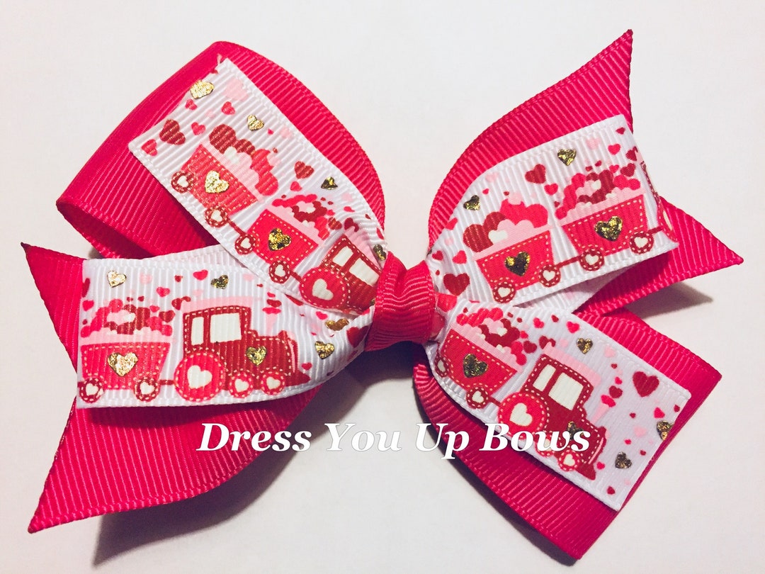 4 Train Hair Bow Clip, Hot Pink Hair Bow Clip, Girls Train Birthday ...