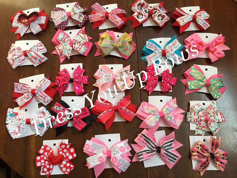 Bulk Wholesale VALENTINE'S DAY Girls Boutique Hair Bow Lot of 6, 12, 24 ...