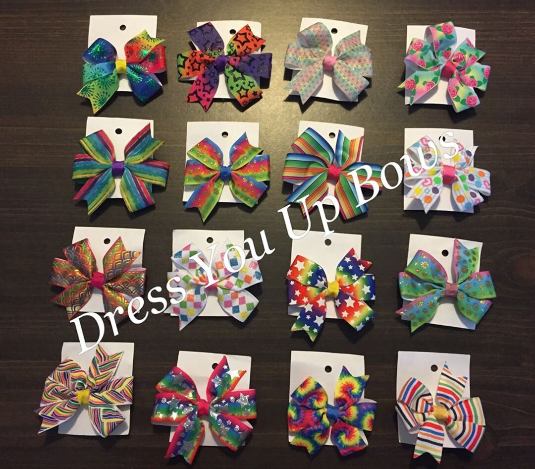 Rainbow Print Assorted Hair Bow Lot of 12, 18, 24, 50, 100 Hair Bow ...