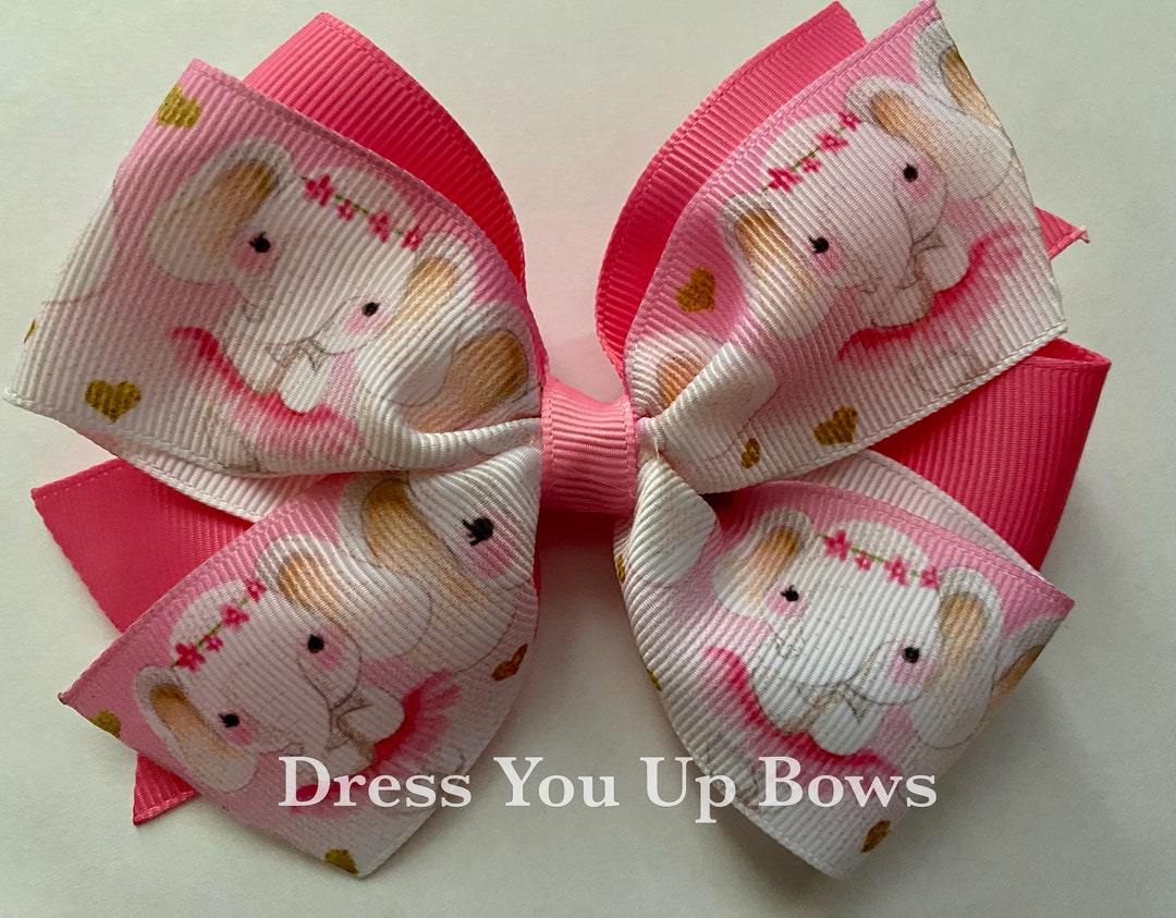 4 hot pink ballerina ballet elephant in tutu dress print ribbon hair ...