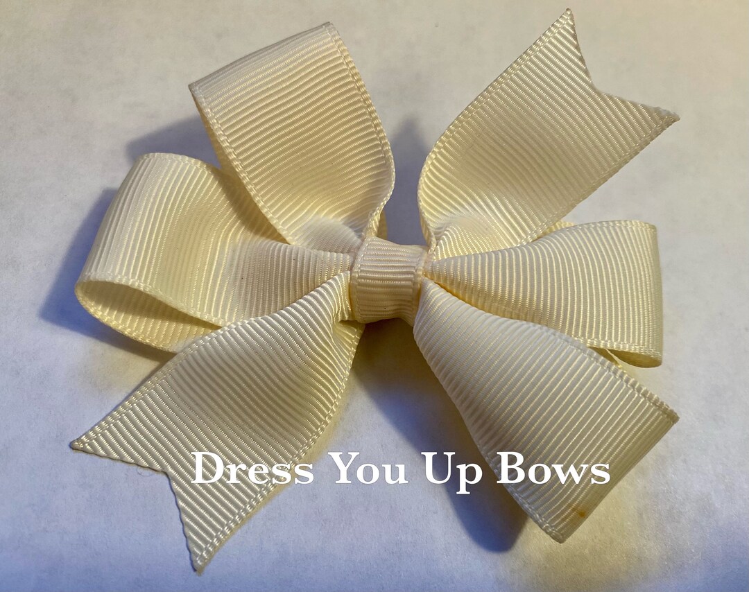 3.5 Ivory Solid Ribbon Girls Pinwheel Hair Bow Clip - Etsy