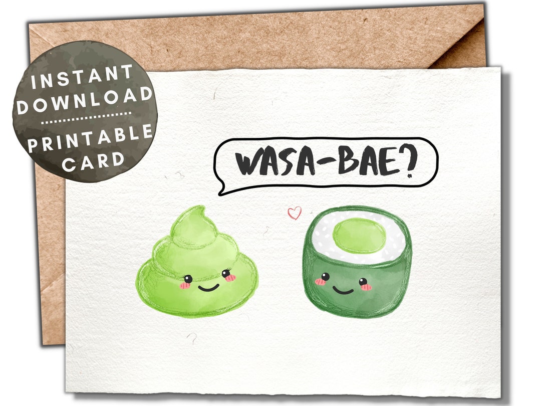 Sushi Anniversary Card. Wasabi Food Pun. Funny Printable - Etsy