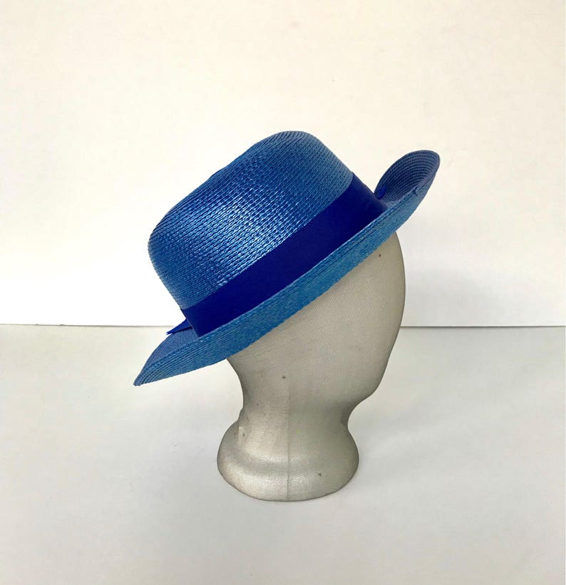 Vintage Blue Wide Brim Dress Hat - Etsy