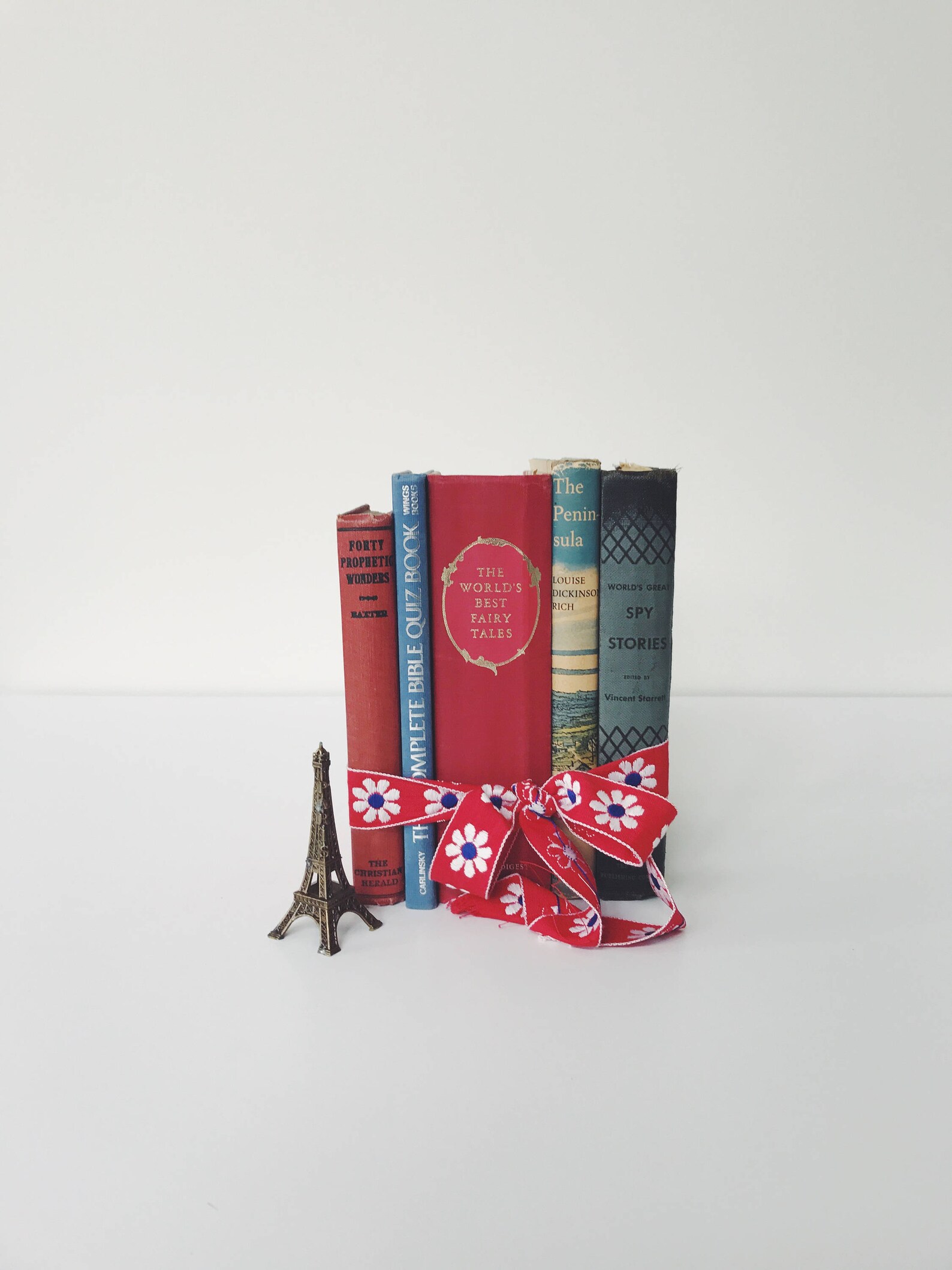 Vintage Book Set Red and Blue Books Decor Display Books - Etsy