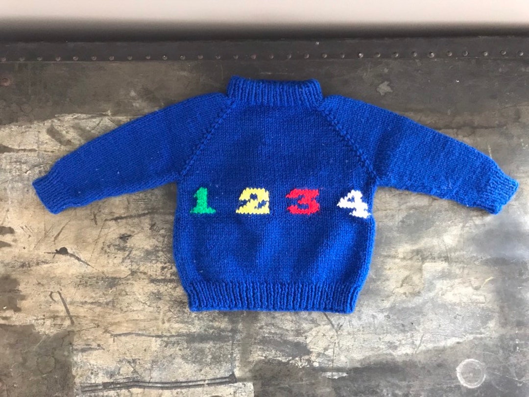 Vintage Soft Knitted Baby Boy Sweater, Numbers Sweater - Etsy