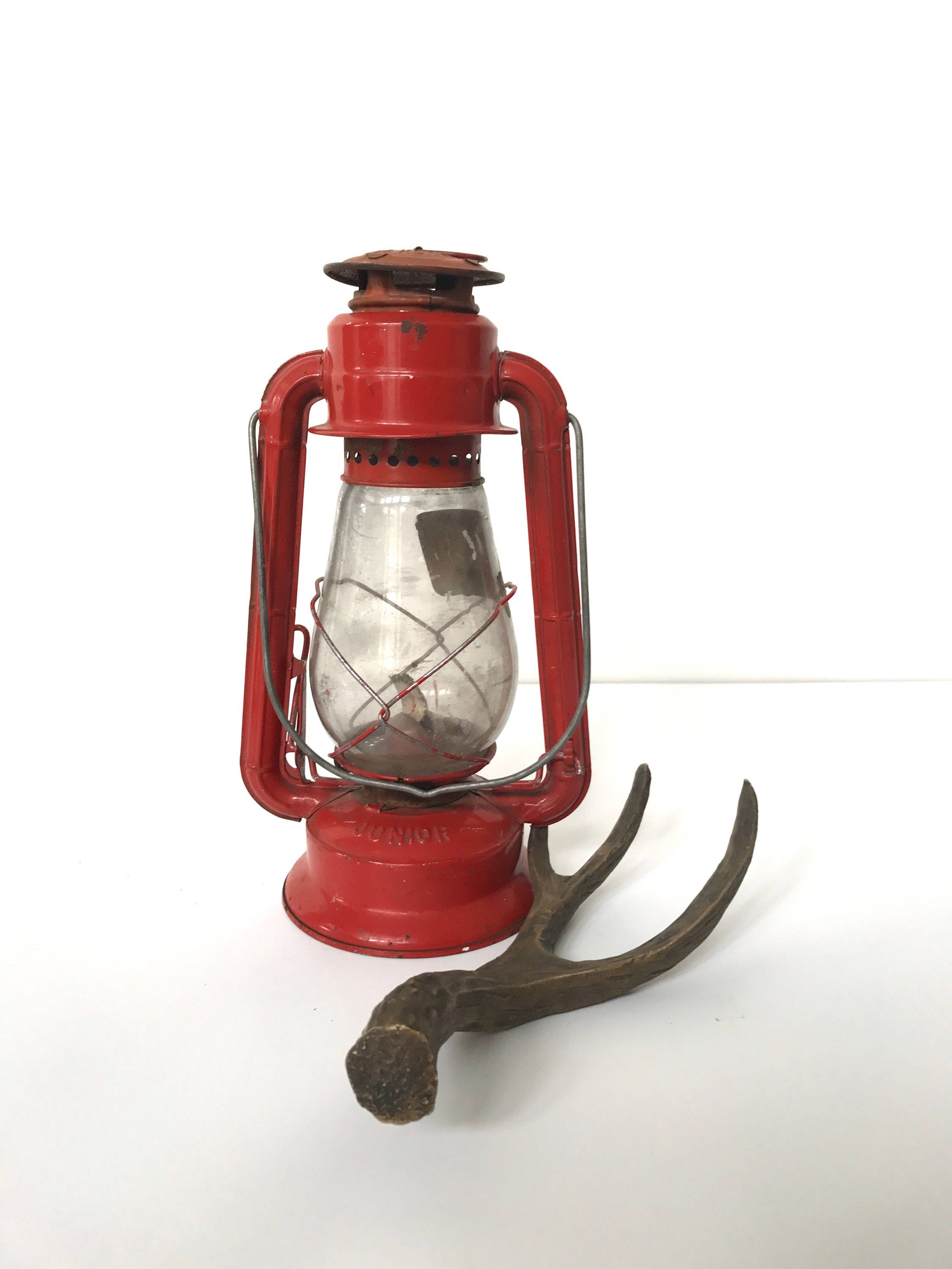 Vintage Red Metal Lantern - Etsy