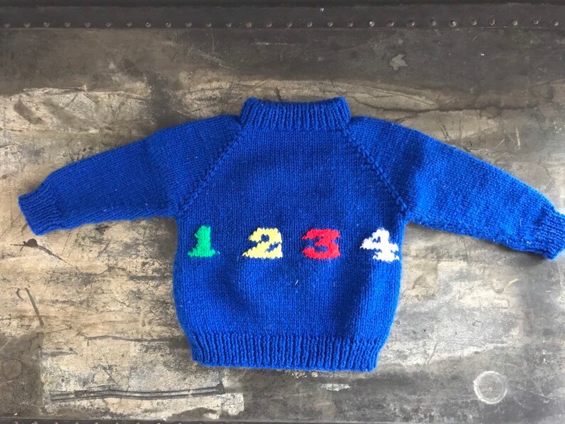 Vintage Soft Knitted Baby Boy Sweater, Numbers Sweater - Etsy