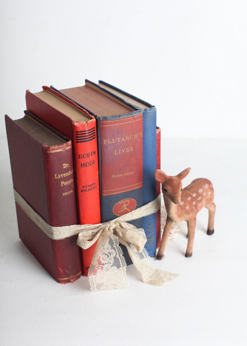 Vintage Book Set Red and Blue Books Decor Display Books - Etsy
