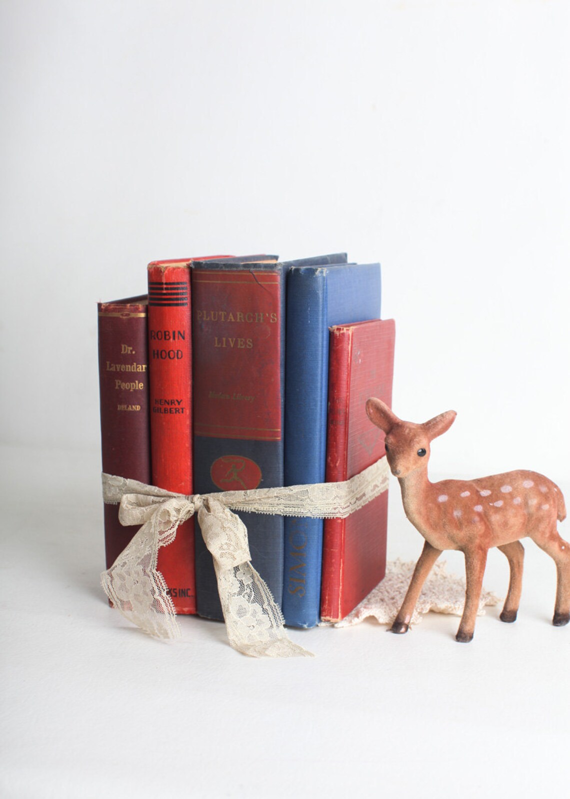 Vintage Book Set Red and Blue Books Decor Display Books - Etsy