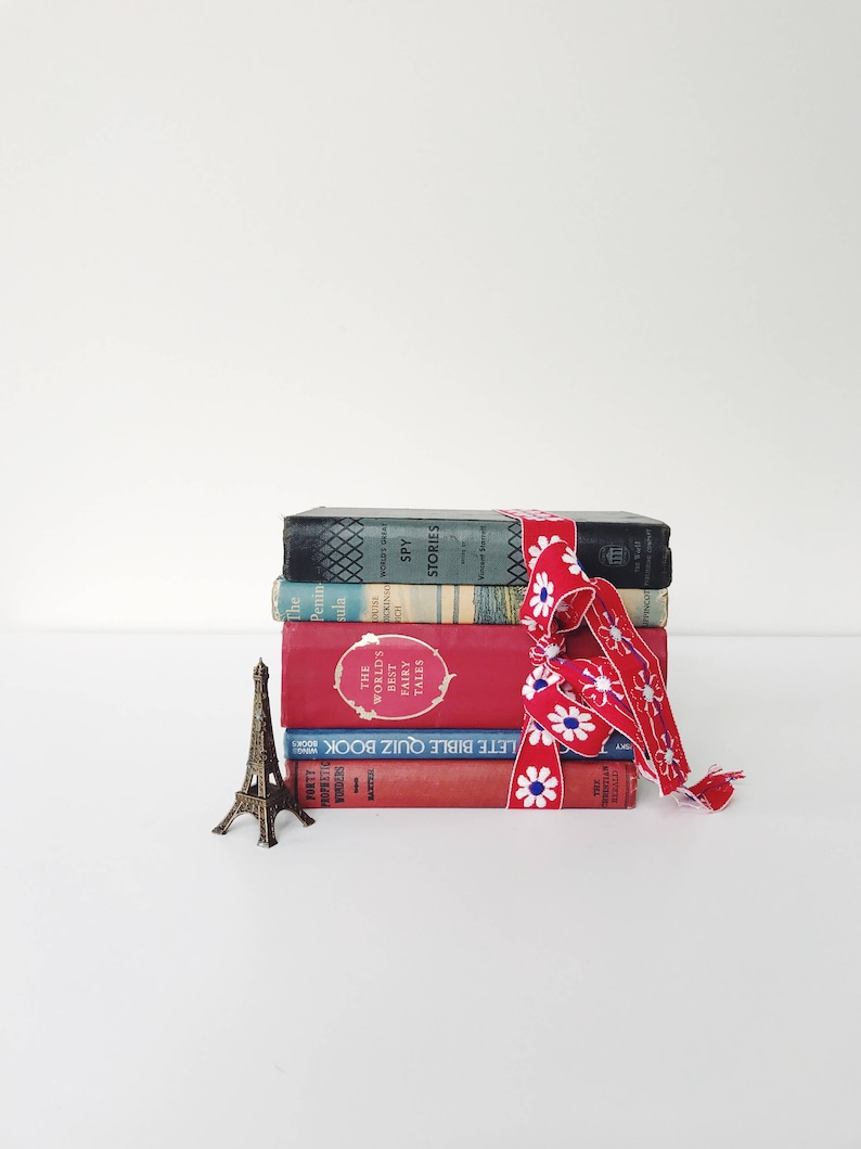 Vintage Book Set Red and Blue Books Decor Display Books - Etsy