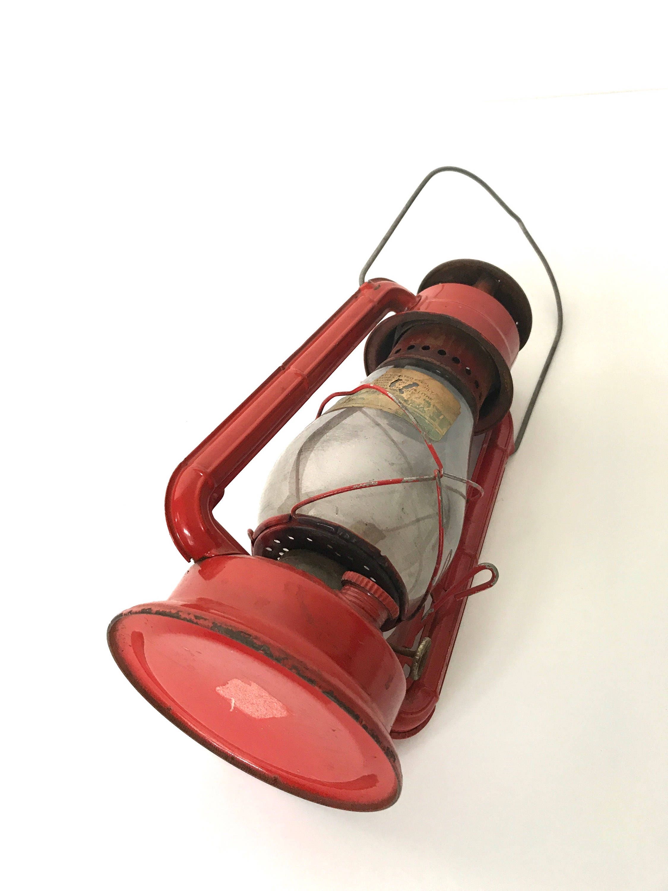 Vintage Red Metal Lantern - Etsy