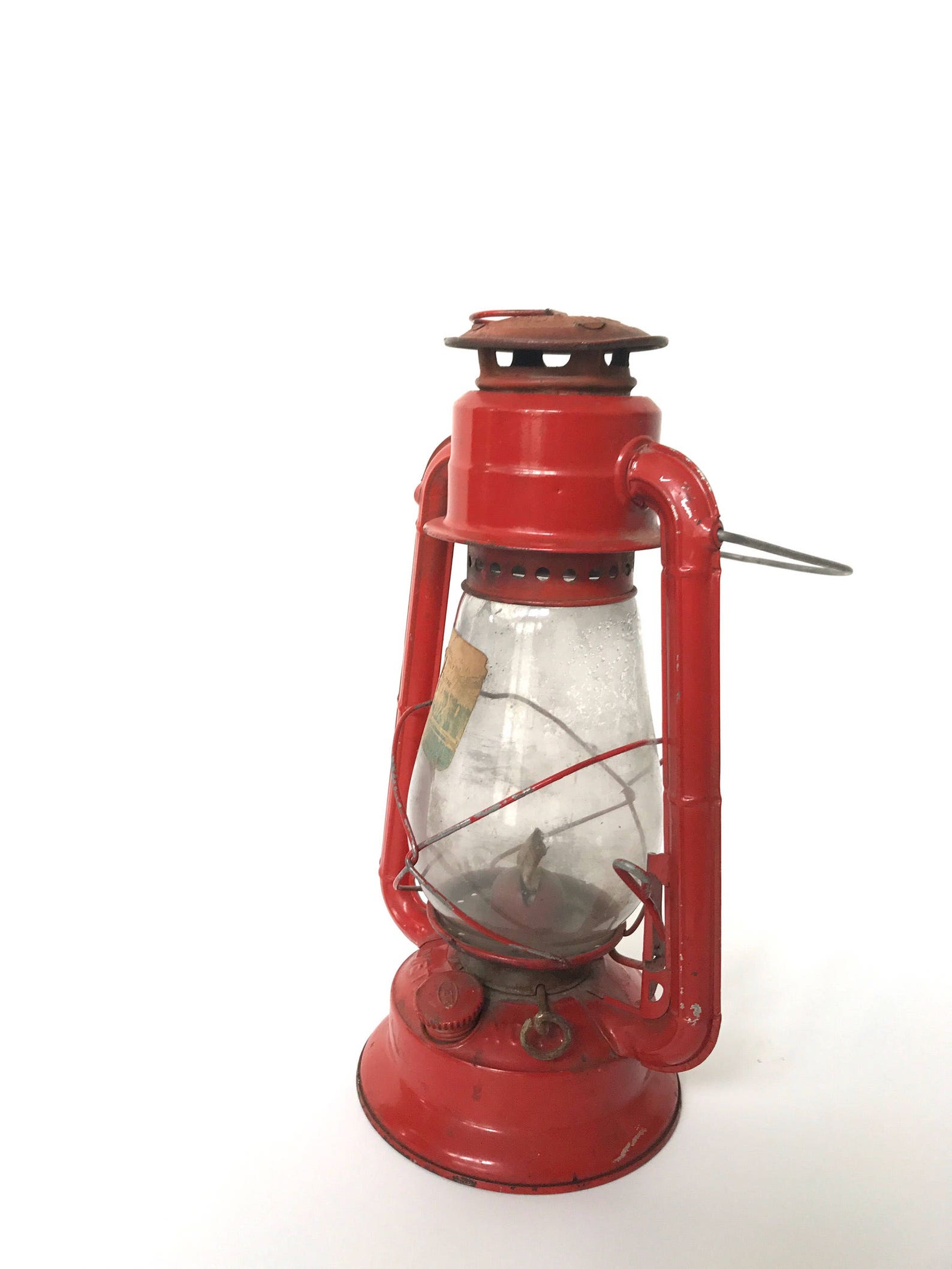 Vintage Red Metal Lantern - Etsy