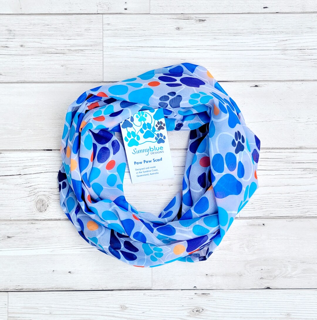 Dog Paw Print Scarf, Dog Paws, Mothers Day Gift, Australian Design, Paw ...