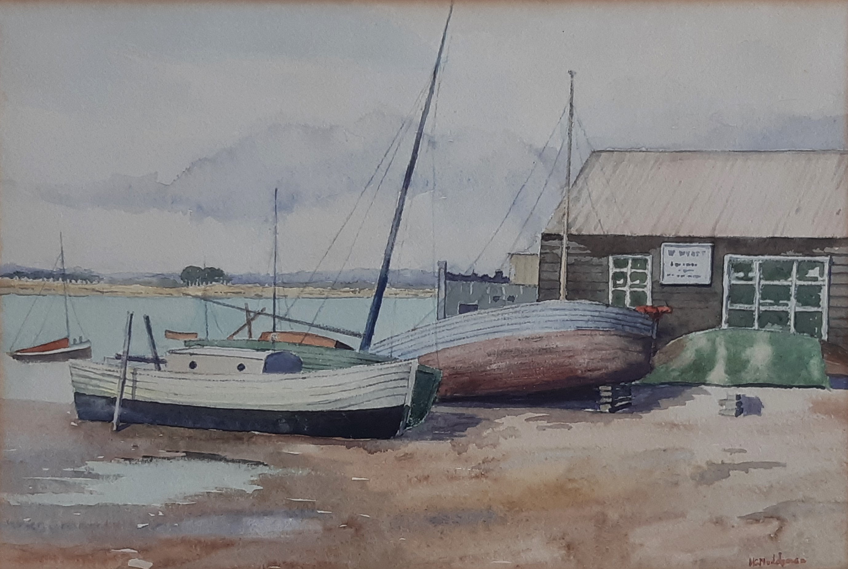Norfolk Coast Boat Yard Watercolour On East Anglia Norfolk | Etsy